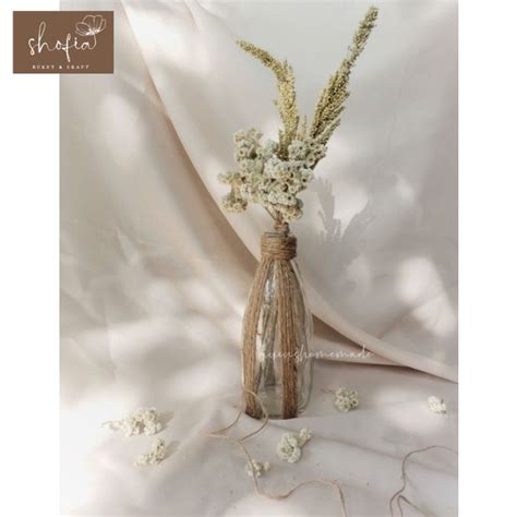 Jual Medium Vas Bunga Kaca Tali Rami Botol Hias Dekorasi Bunga Kering