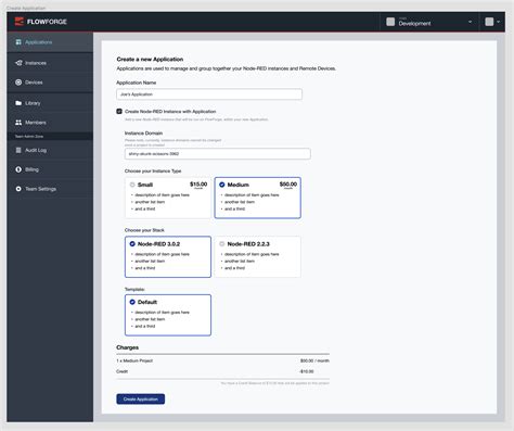 feature introduce a way to create an application without an instance
