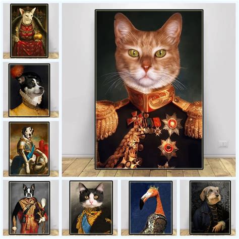 Portrait Of Animal In Human Clothes Paintings Printed On Canvas