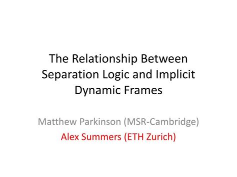 Ppt The Relationship Between Separation Logic And Implicit Dynamic