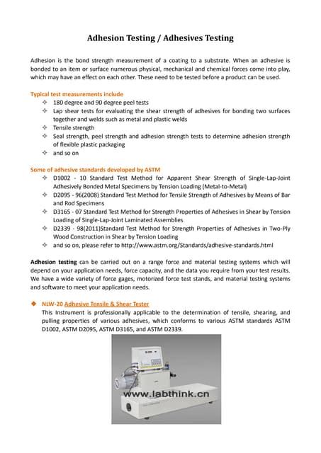 Adhesion Testing Adhesive Testing Pdf