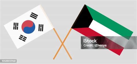 쿠웨이트 그리고 한국입니다 쿠웨이트와 한국어 플래그입니다 공식 색상입니다 정확한 비율입니다 벡터 경쟁에 대한 스톡 벡터 아트 및 기타 이미지 Istock