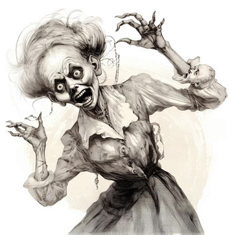 Premium Photo A Drawing Of A Woman With A Creepy Face And Hands