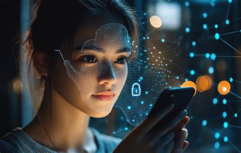 Woman Using Face Id For Security Premium Ai Generated Image