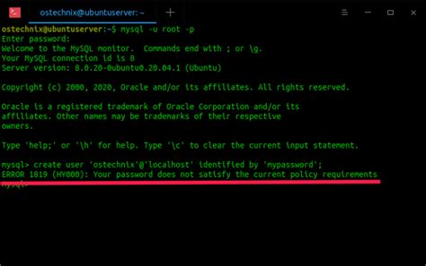 Fix Mysql Error 1819 Hy000 Your Password Does Not Satisfy The Current Policy Requirements