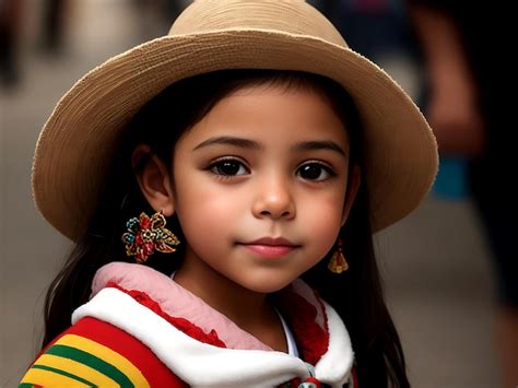 Linda Joven Colombiana Sonriendo Con Sombrero Foto Premium