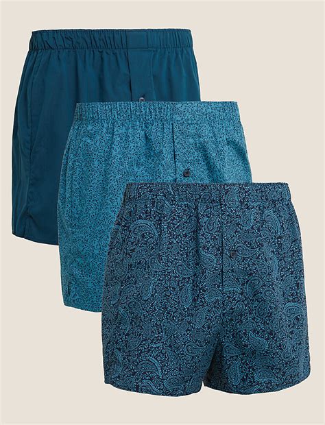 Buy 3pk Pure Cotton Assorted Woven Boxers At Marks And Spencer