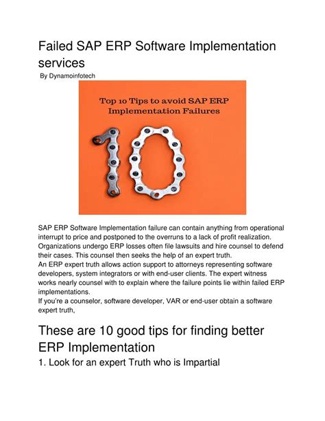 Ppt Top 10 Tips To Avoid Sap Erp Implementation Failures Powerpoint
