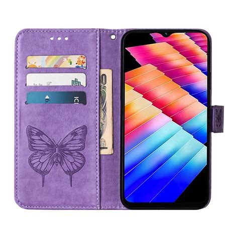 For Tecno Spark 10C K15Q Embossed Butterfly Leather Phone Case Light Purple Alexnld Com