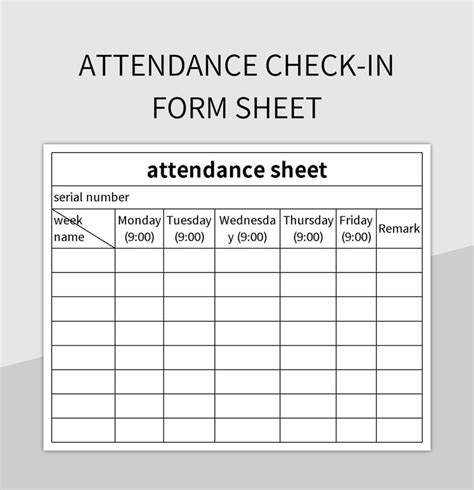 Free Attendance Check In Form Templates For Google Sheets And Microsoft Excel Slidesdocs