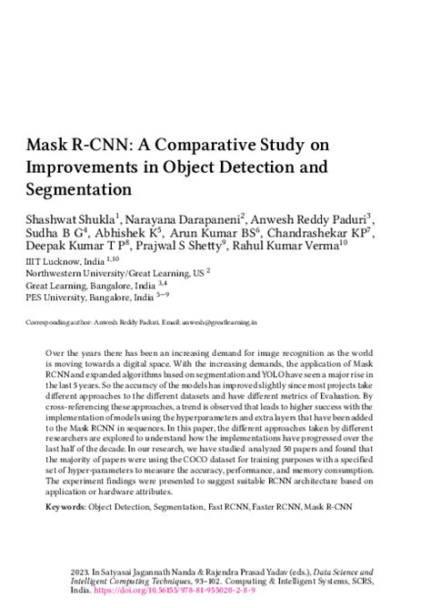 Pdf Mask R Cnn A Comparative Study On Improvements In Object