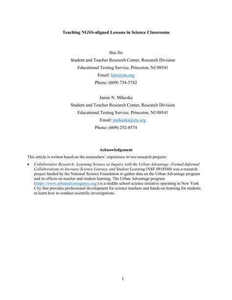 Pdf Teaching Ngss Aligned Lessons In Science Classrooms