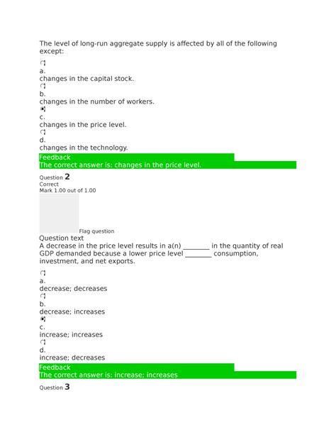Quiz Unit 4 2 Quiz Unit 4 The Level Of Long Run Aggregate Supply Is