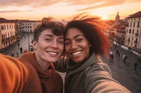 Premium Ai Image Selfie Of Two Powerful Lesbian Women Lgbtq