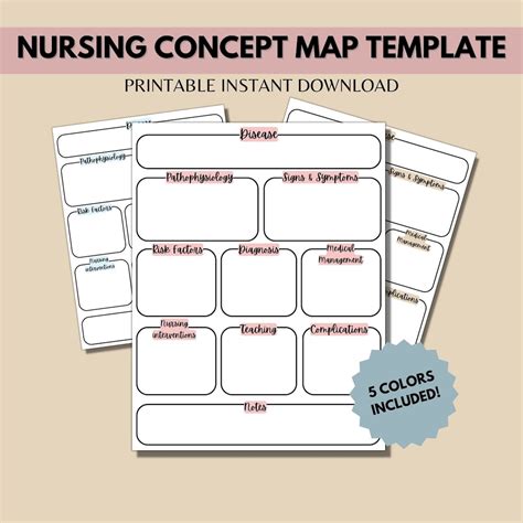 Nursing Concept Map Template Nursing Notes Printable Nurse Concept