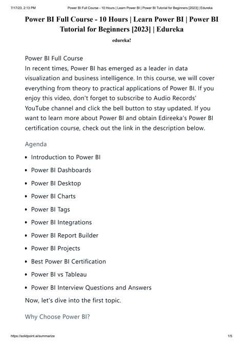 Solution Power Bi Full Course 10 Hours Learn Power Bi Power Bi Tutorial For Beginners 2023