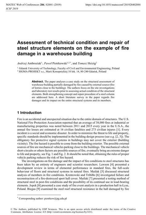 Pdf Assessment Of Technical Condition And Repair Of Steel Structure Elements On The Example Of