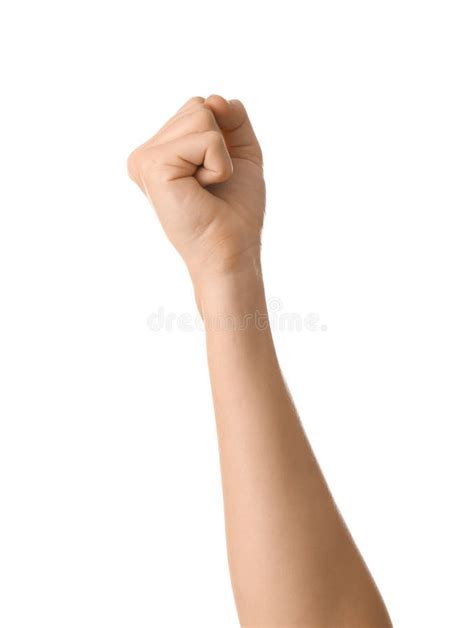 Female Hand With A Clenched Fist Isolated Stock Image Image Of Assault Negative 30341649