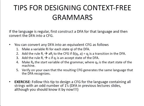 Solved Tips For Designing Context Free Grammars If The