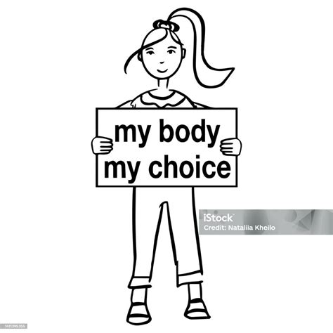 비문이있는 포스터가있는 소녀의 벡터 이미지 내 몸 내 선택 낙태에 대한 스톡 벡터 아트 및 기타 이미지 낙태 낙태 찬성 디자인 Istock