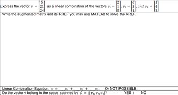 Answered Express the vector v as a linear combination of the vectors ₁ V₂