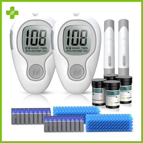 Blood Sugar Test Kit 2pcs Glucose Monitor Glucometer Set With 100pcs