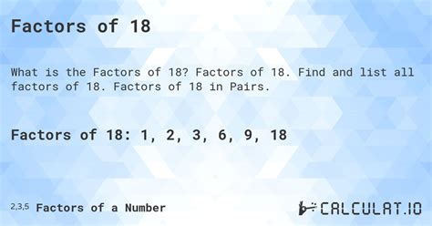 Factors Of 18 Calculatio