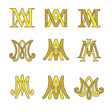 Monogram Ave Maria Symbols Set Religious Vector Image
