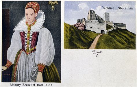 Postcard Depicting Countess Elisabeth Bathory 1560 1614 And Castle