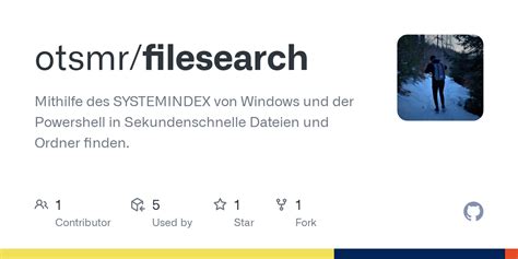 github otsmr filesearch mithilfe des systemindex von windows und der
