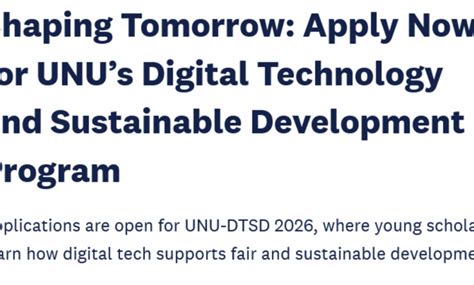 Apply Now For The Unu Digital Technology And Sustainable Development
