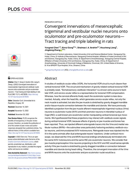 Pdf Convergent Innervations Of Mesencephalic Trigeminal And Vestibular Nuclei Neurons Onto