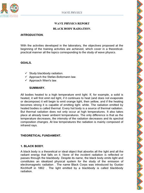 Physics Report Blackbody Radiation Pdf Electromagnetic Radiation