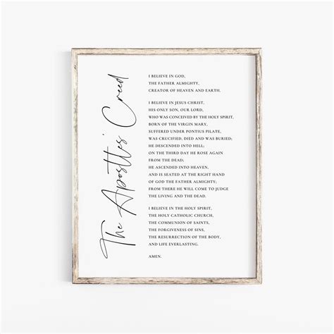 The Apostles Creed Print Bible Verse Wall Art Digital Download Etsy
