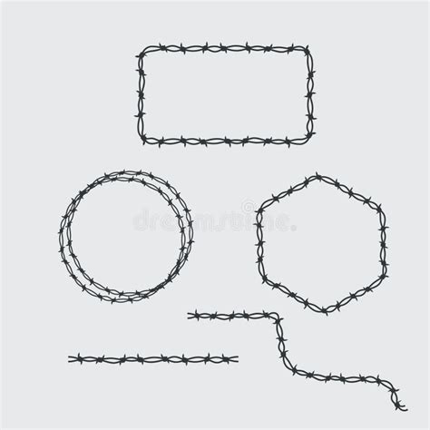 Barbed Wire Pattern Brush Template And Geometric Shapes Stock Vector