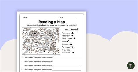 Reading A Map Worksheet Teach Starter
