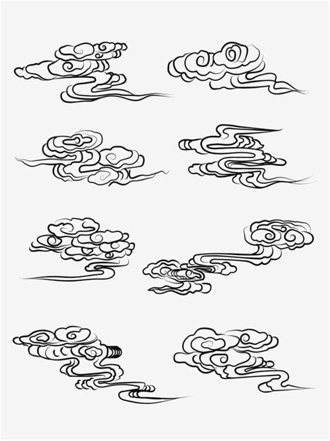 단순한 선 고전적인 잉크 구름