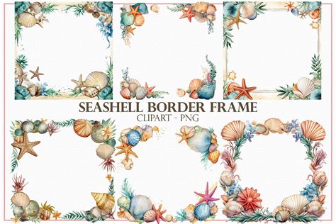 seashell border frame clipart 35 png designs for beach crafts