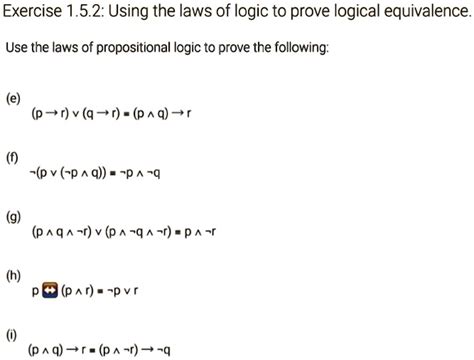 Exercise 152 Using The Laws Of Logic To Prove Logical Equivalence Use The Laws Of