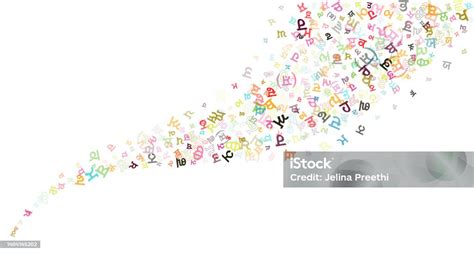 Punjabi Gurmukhi 알파벳 스크립트 문자 또는 플랫 스타일의 문자로 만든 다채로운 벡터 배경 언어에 대한 스톡 벡터 아트 및 기타 이미지 Istock