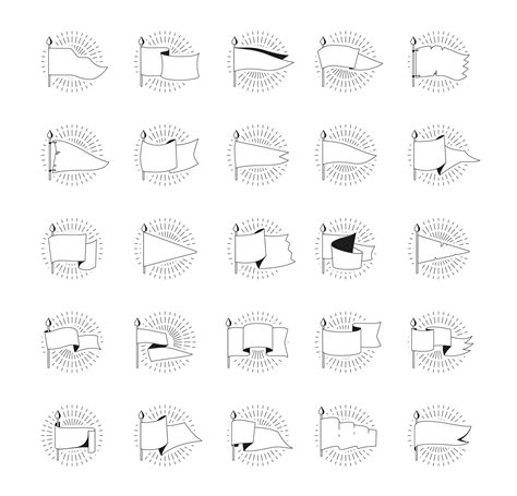 Black Sunburst Flags Retro Logo Blank Pennant Symbols Monochrome Outdoor Varsity Flag Label