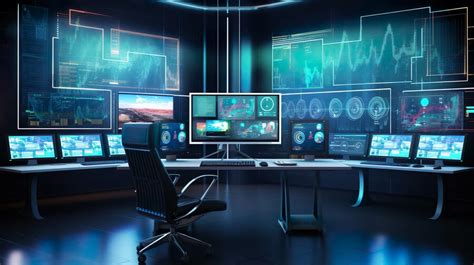 Premium Photo High Tech Computer Lab For Data Analytics With A Lot Of Dashboards In Several