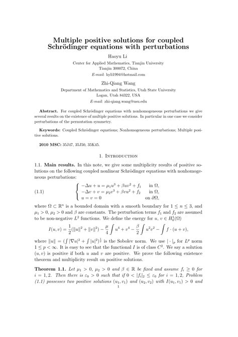 Pdf Multiple Positive Solutions For Coupled Schrödinger Equations
