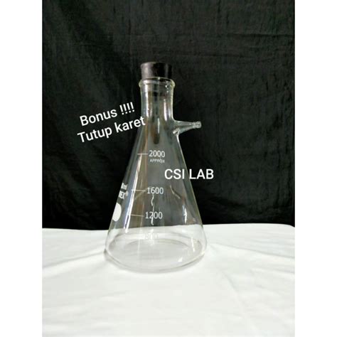 Jual Filtering Flask Erlenmeyer Flask Pipa Samping 2000ml PYREX Shopee Indonesia