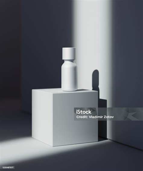 자연 화장품 프리젠 테이션 장면입니다 제품 배치 어두운 그림자와 흰색 배경입니다 3d 일러스트 블로그 콘텐츠 0명에 대한 스톡 사진 및 기타 이미지 Istock