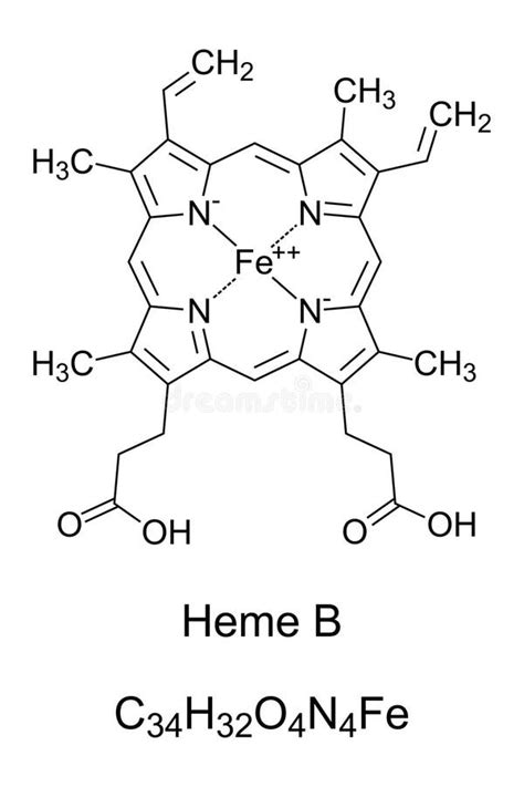 Heme B Haem B Or Protoheme Ix Chemical Formula And Structure Stock