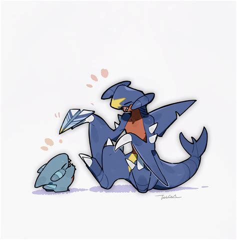 Garchomp And Gible Pokemon Drawn By Taiga Klm Danbooru