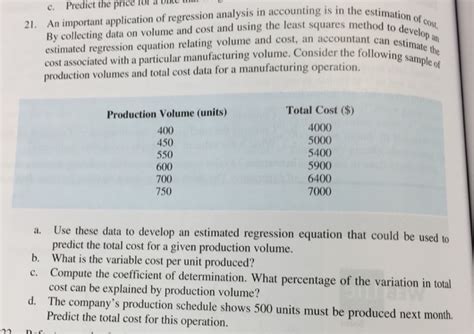 Solved An Important Application Of Regression Analysis In