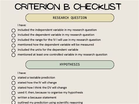 MYP Criterion B Checklist Teaching Resources