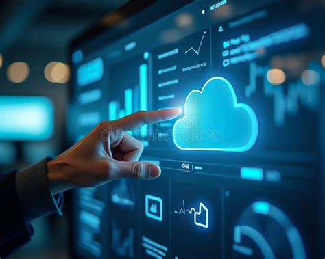 Business Professional Interacting With Cloud Computing Interface Stock